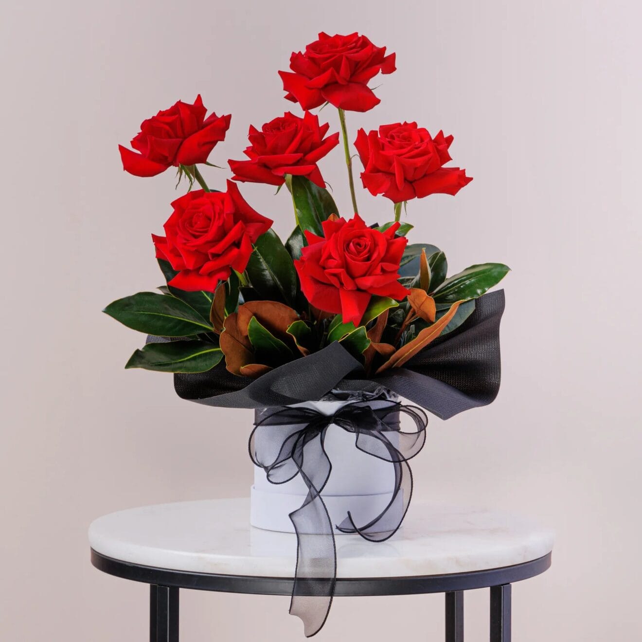 Send Eternal Love Bouquet with Red Roses & Black Wrap